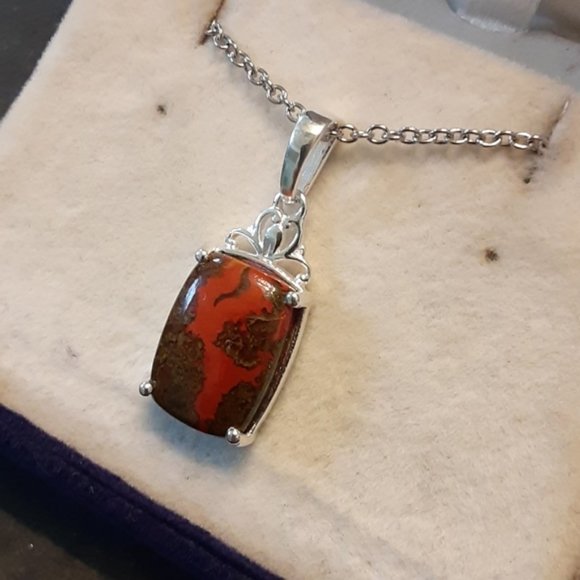 estate 925 | Jewelry | 575ctw Genuine Red Agate 925 Sterling Pendant ...
